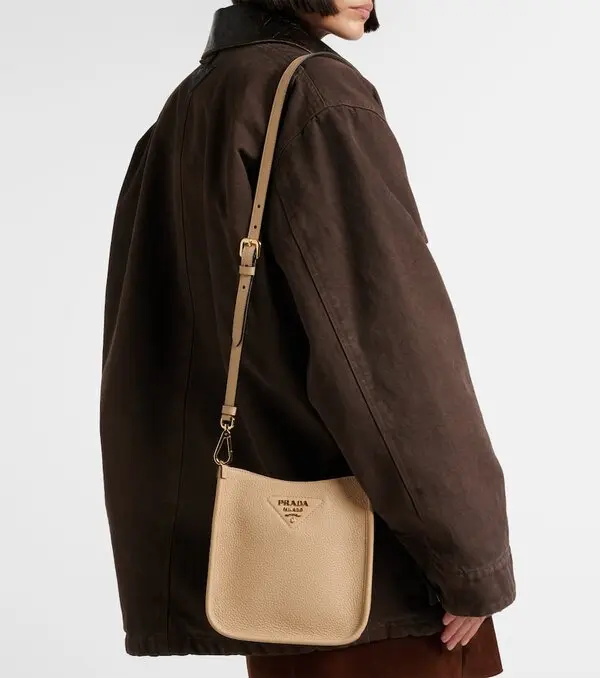 Prada Mini Leather Shoulder Bag - Beige