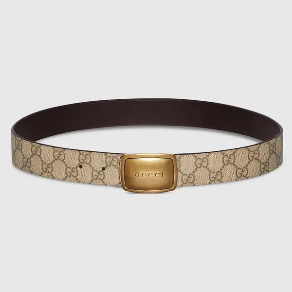 Gucci Belt With Plaque Buckle - Beige