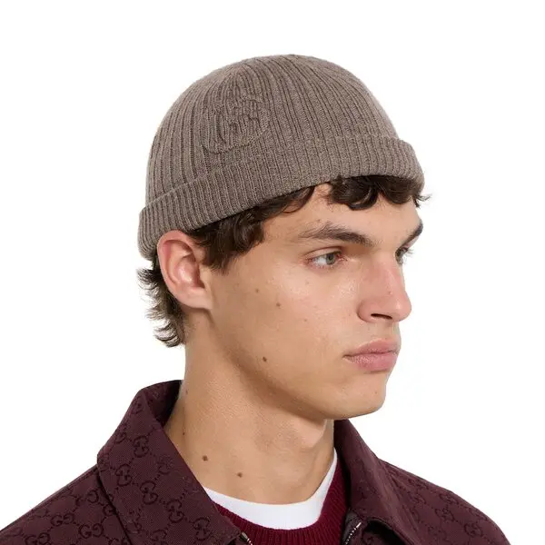 Gucci Rib Knit Wool Hat - Brown