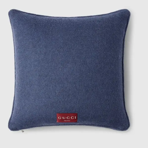Gucci Gg Wool Cashmere Jacquard Cushion - Blue