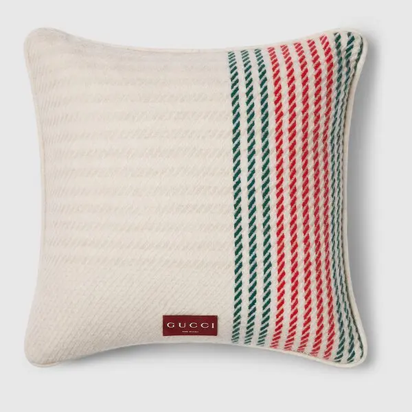 Gucci Cashmere Jacquard Cushion With Web