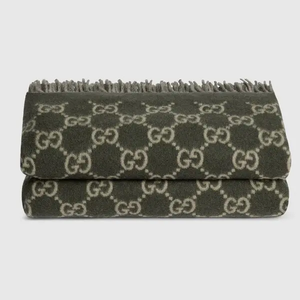 Gucci Reversible Gg Wool Cashmere Blanket