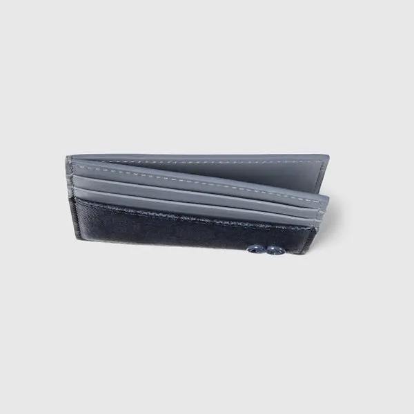 Gucci Dusty Trim Gg Card Case Gg Canvas - Blue