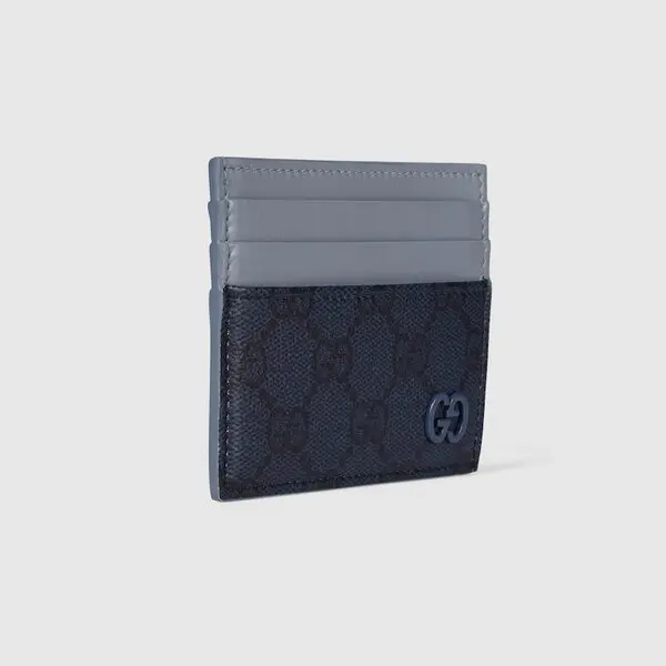 Gucci Dusty Trim Gg Card Case Gg Canvas - Blue