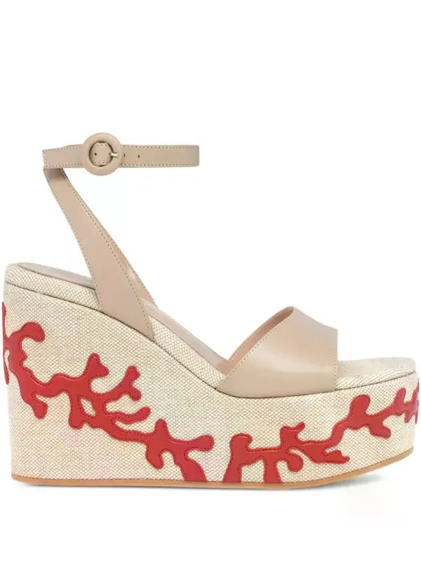 GIANVITO ROSSI Malia Platform Wedge Sandals - Neutrals