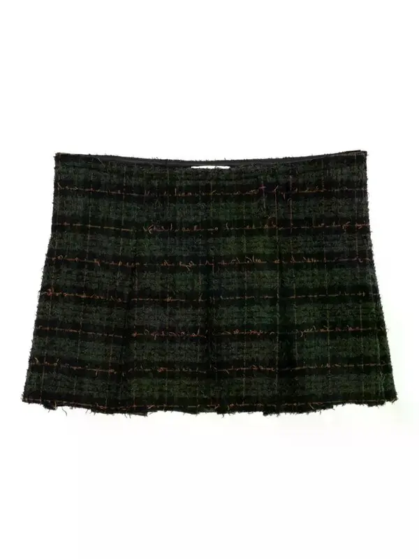 MASU Plaid Shaggy Skirt - Green