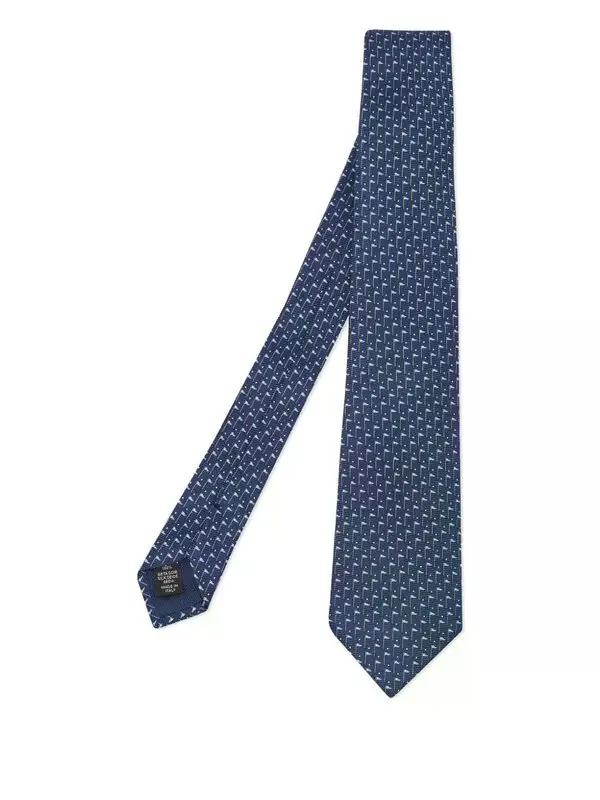 Ermenegildo Zegna Flag-pattern Standard Silk Tie - Blue