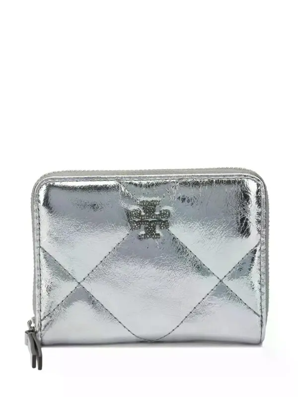 Tory Burch Kira Diamond Quilt Metallic Wallet - Silver