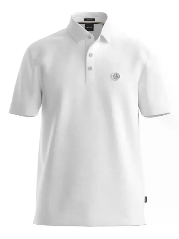 BOSS Buttoned Logo Polo Shirt - White