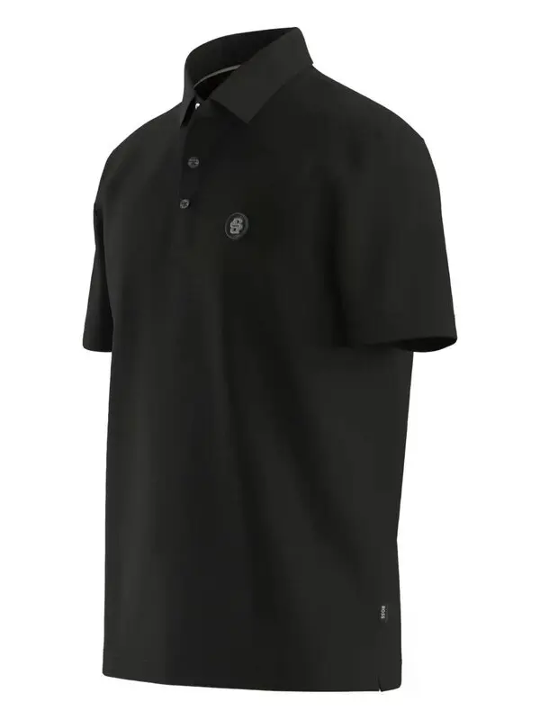 BOSS Mercerised-cotton Polo Shirt With Double B Monogram - Black