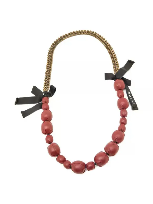 Marni Braided-chain Padded-beads Necklace - Gold