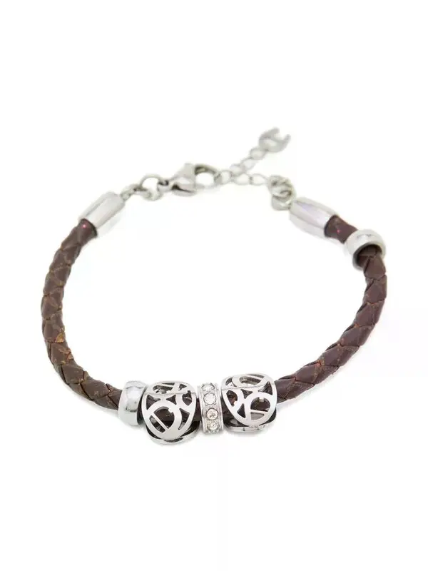 AIGNER Braided Leather Charm Bracelet - Brown