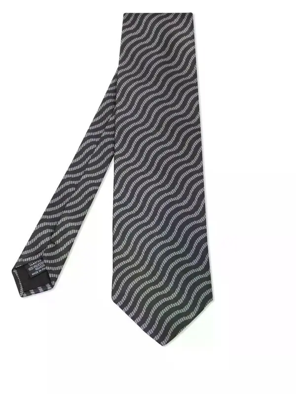 Emporio Armani Wave-motif Neck Tie - Black