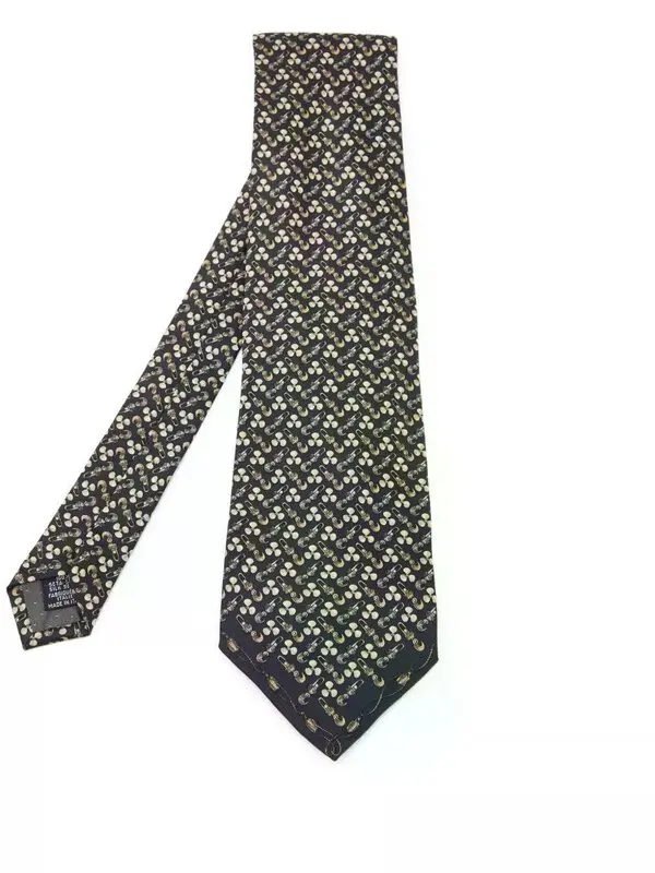 Gianfranco Ferre Silk Graphic Print Tie - Black