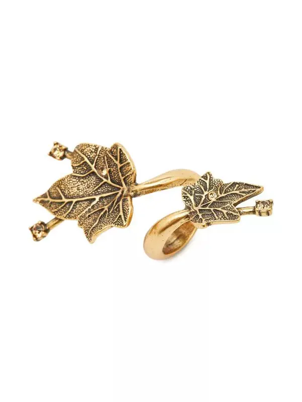 Oscar De La Renta Leaf Crystal-embellished Ring - Gold