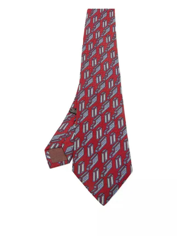 Dior Geometric-print Silk Neck Tie - Red