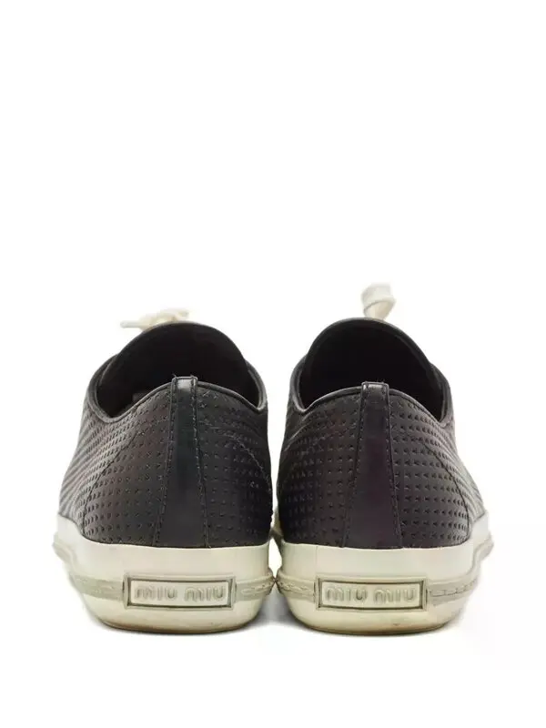 Miu Miu Crystal-embellished Leather Sneakers - Black