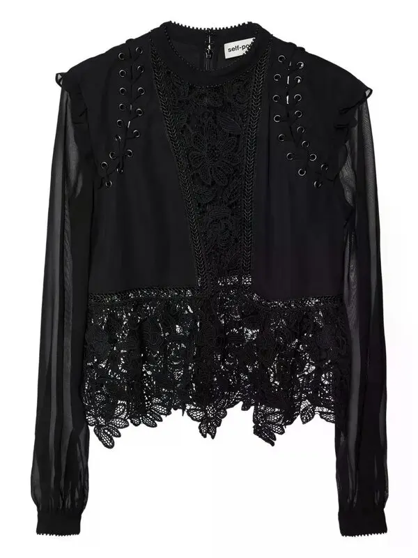 SELF-PORTRAIT Lace-trimmed Blouse
