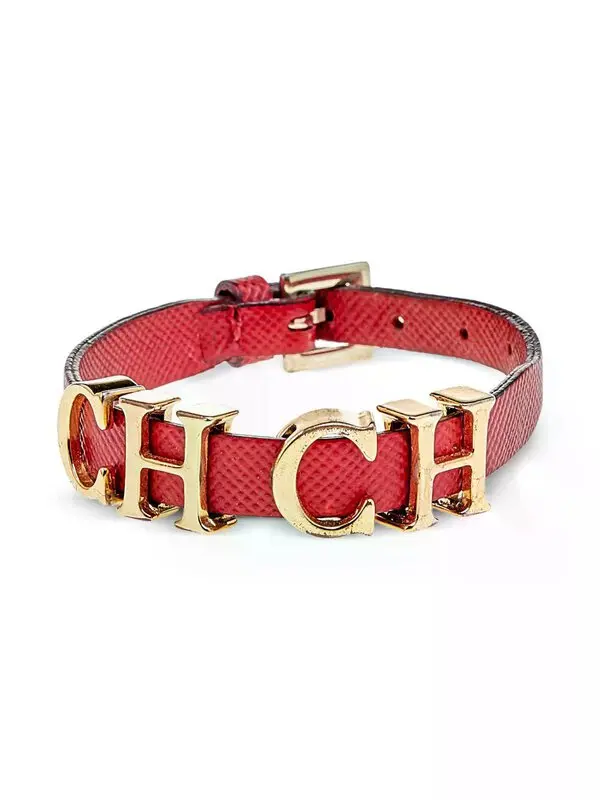 Carolina Herrera Leather Logo Bracelet - Red