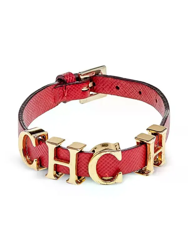 Carolina Herrera Leather Logo Bracelet