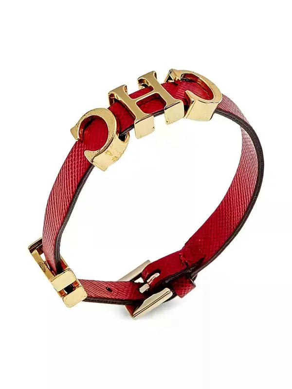 Carolina Herrera Leather Logo Bracelet
