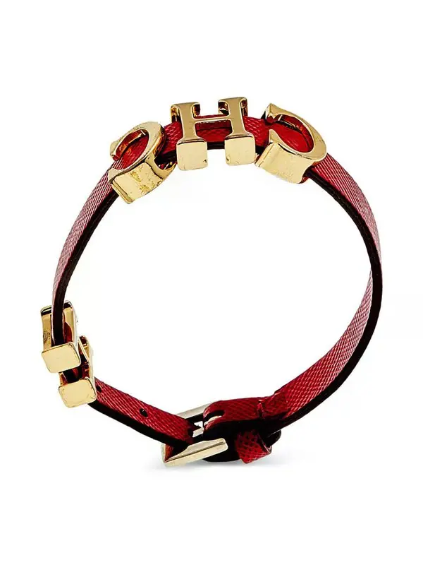 Carolina Herrera Leather Logo Bracelet