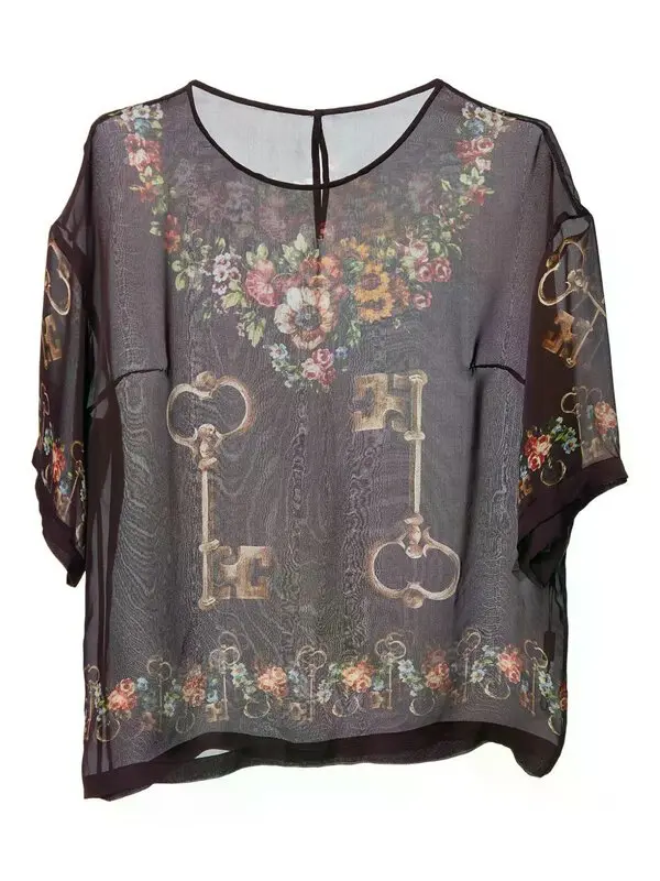 Dolce & Gabbana Floral Key Silk Top