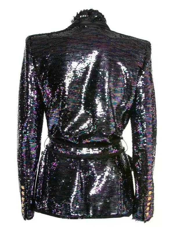Balmain Sequined-embellished Belted Jacket