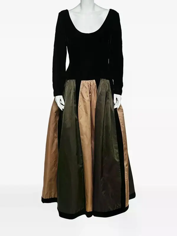 Oscar De La Renta Velvet And Silk Paneled Dress