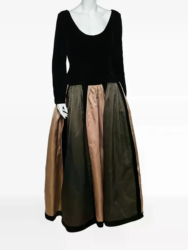 Oscar De La Renta Velvet And Silk Paneled Dress