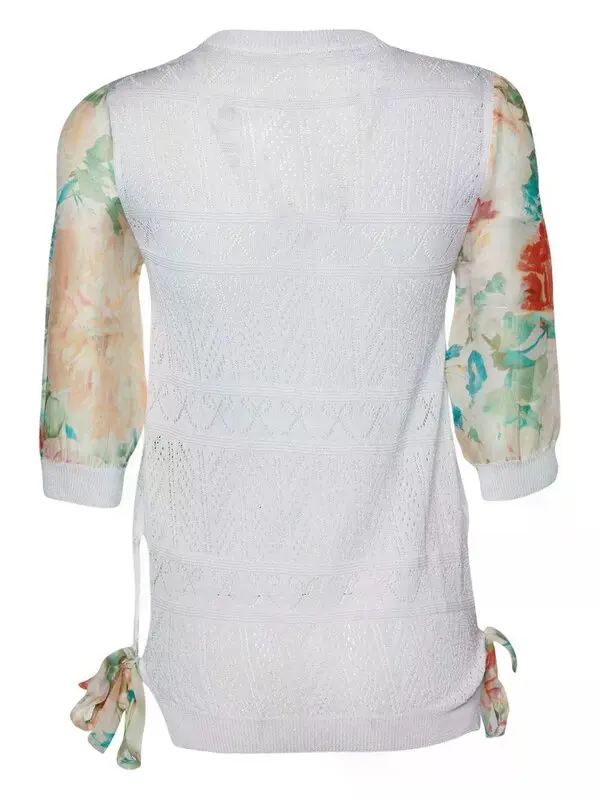 Roberto Cavalli Floral-sleeve Cardigan