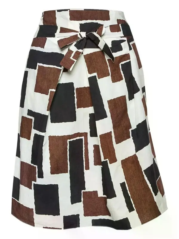 Marni Geometric-print Wrap Skirt - Brown
