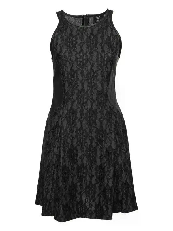 Sea Leather-panel Lace A-line Dress