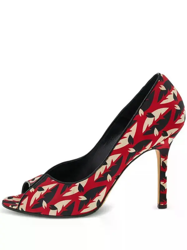 Manolo Blahnik Abstract Pattern Peep-toe Heels