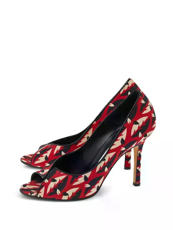 Manolo Blahnik Abstract Pattern Peep-toe Heels