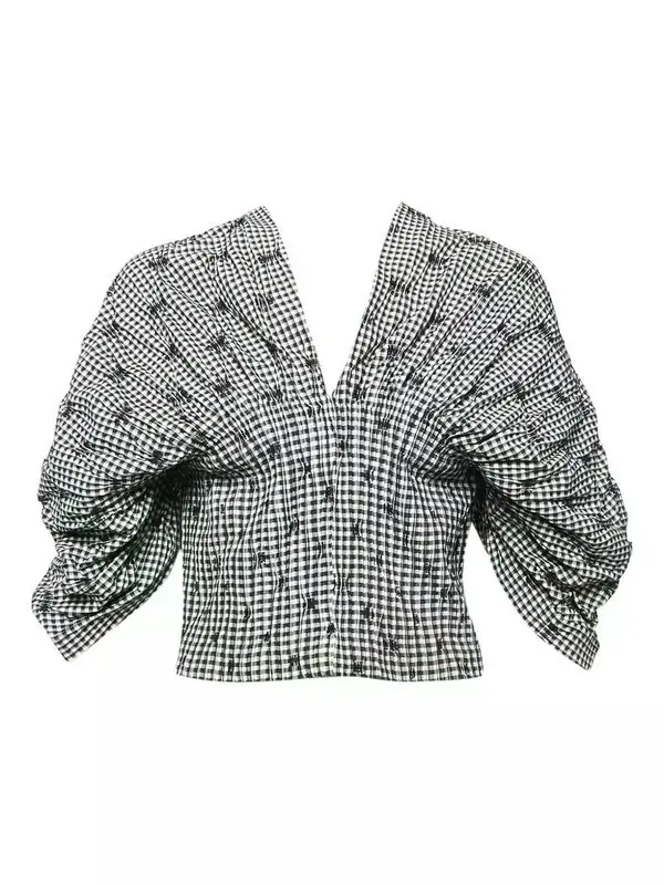 Simkhai Puff Sleeve Gingham Top