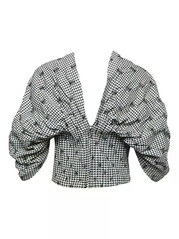 Simkhai Puff Sleeve Gingham Top