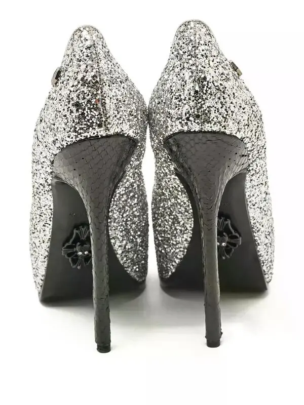 Philipp Plein Glitter Snakeskin Platform Pumps