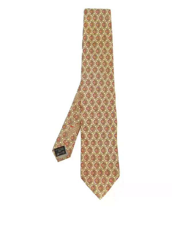 Ermenegildo Zegna Hexagon-pattern Silk Neck Tie - Neutrals