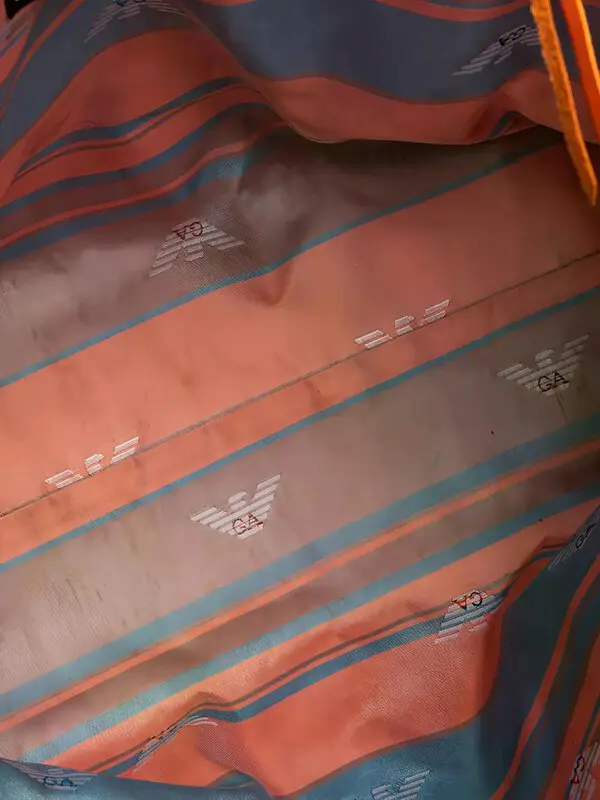 Emporio Armani Leather Tote Bag With Logo Appliqu - Orange