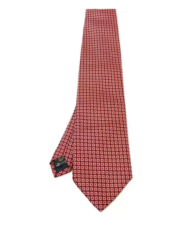 Ermenegildo Zegna Geometric-pattern Silk Neck Tie - Red