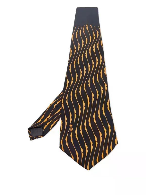 LANVIN Wave-print Silk Tie - Black