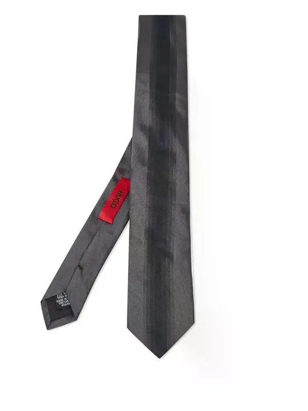 BOSS Striped Silk Neck Tie - Grey