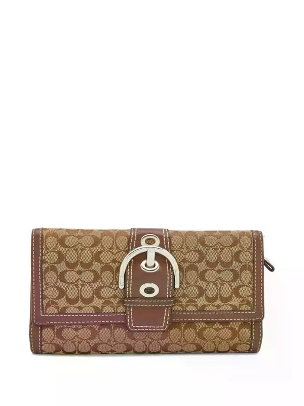 COACH VINTAGE Pre-owned Buckled Canvas Wallet - Brown