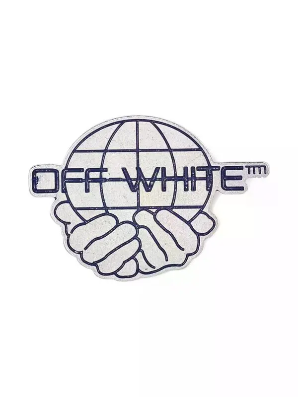 Off-White Logo World Brooch - White