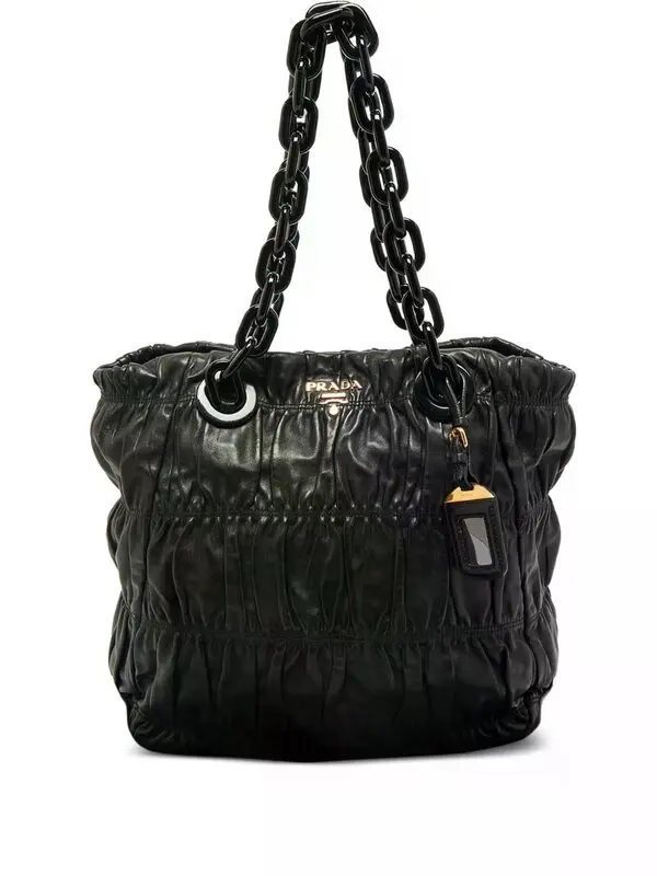 Prada Ruched Leather Chain Tote