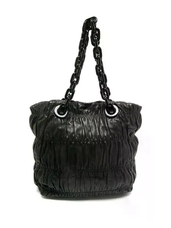 Prada Ruched Leather Chain Tote
