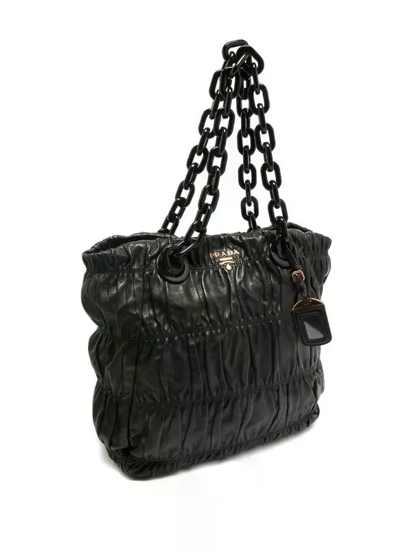 Prada Ruched Leather Chain Tote