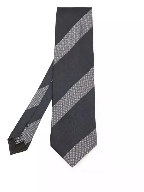Emporio Armani Striped Silk Neck Tie - Black