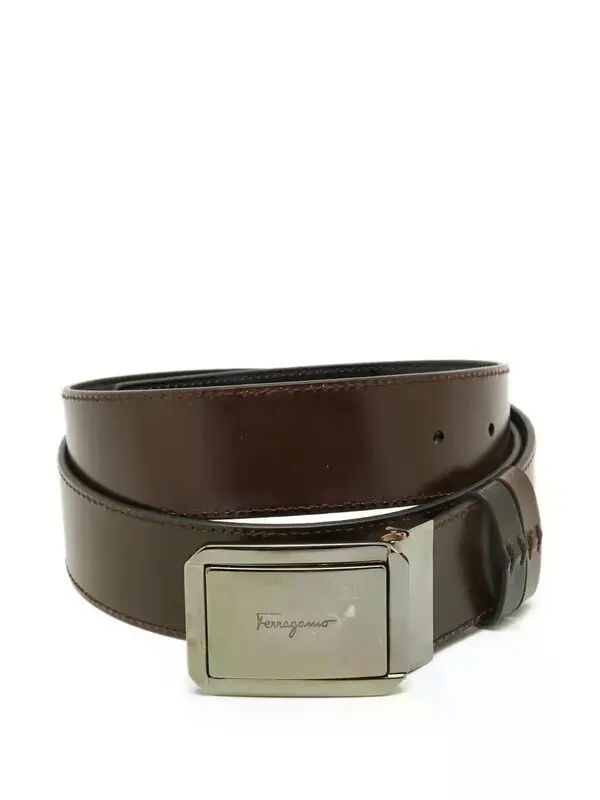 FERRAGAMO Reversible Leather Belt - Black